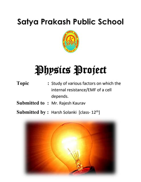 Physics investigatory project for class 12 | DOCX | Physics | Science