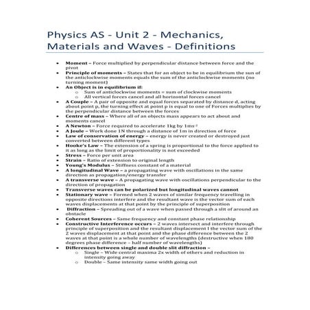 Physics – unit 2 definitions | PDF