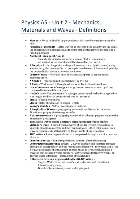 Definitions of 250 Physics terms | DOC | Physics | Science