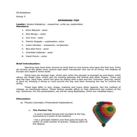 Physics Write Up: The Spin Top | DOC