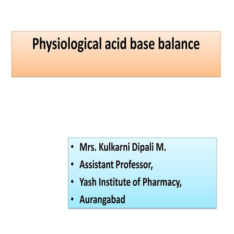 Physiological acid base balance | PDF