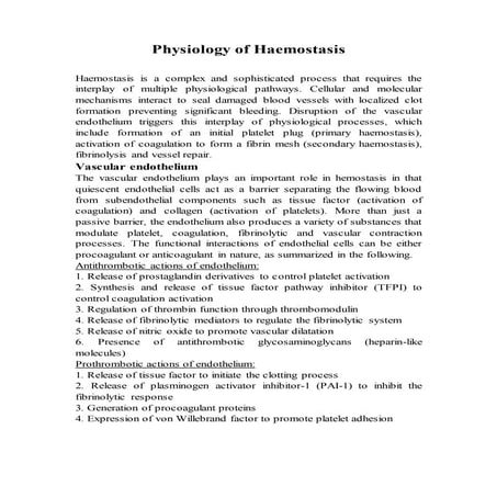 Physiology of haemostasis | DOCX
