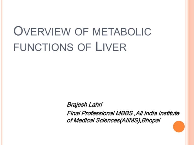 Function of the liver | PPT