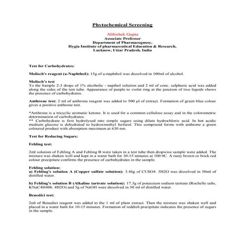 Phytochemical screening | PDF