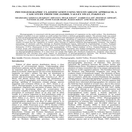 Phytogeographic classification using multivariate approach | PDF