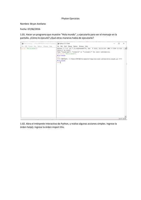 Ejercicios en python | PDF