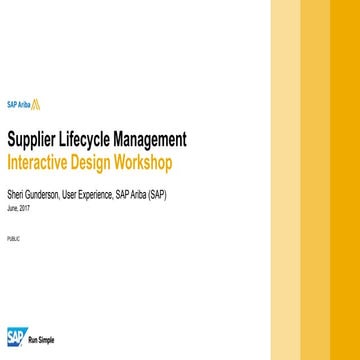 Supplier Lifecycle Management Interactive Design Workshop | PPTX