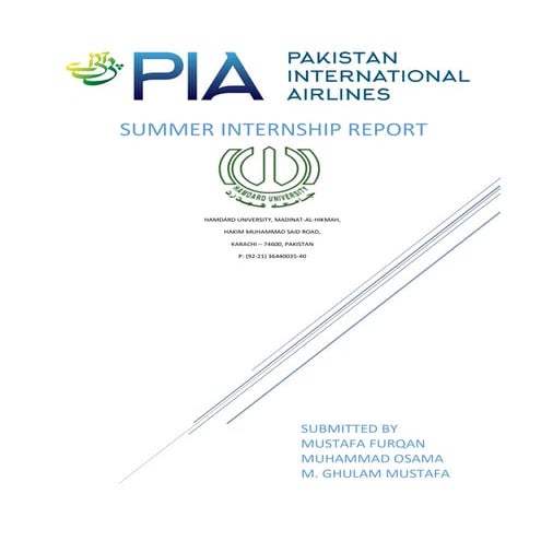 Pia Engineering internship report | PDF
