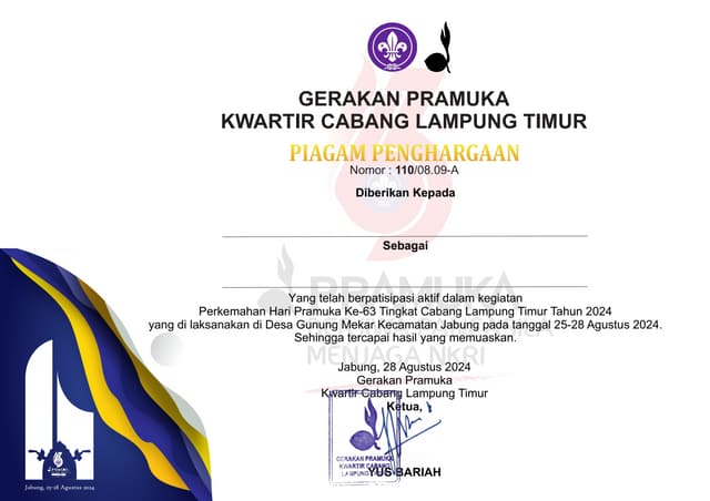 PIAGAM PERKEMAHAN HARI PRAMUKA KWARCAB LAMPUNG TIMUR | PPT PIAGAM PERKEMAHAN HARI PRAMUKA KWARCAB LAMPUNG TIMUR | PPT