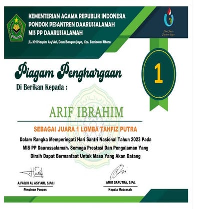 PIAGAM HARI SANTRI NASIONAL MADRASAH KEMENAG | DOCX