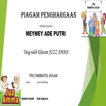 PIAGAM PENGHARGAAN UNTUK ANAK MENGAJI TPQ.pptx