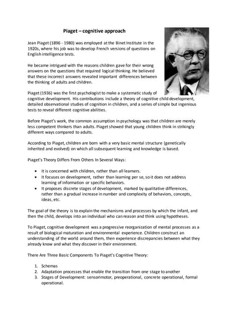 JeanPiaget Cognitive Theory Report.pptx. | PPTX