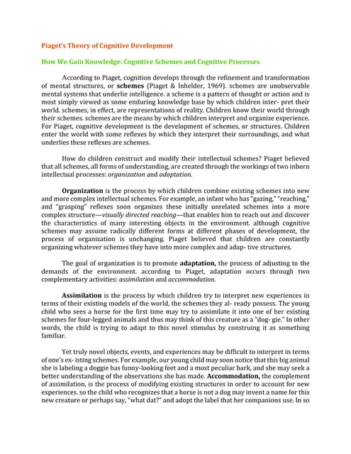 Piaget theory of cognitive development | PPT