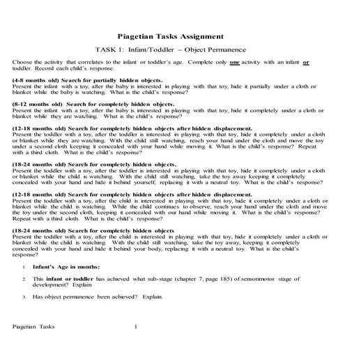 Piagetian Tasks | DOCX