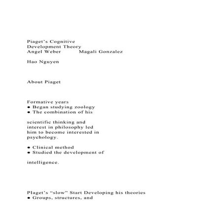 Piaget’s Cognitive Development TheoryAngel Weber .docx