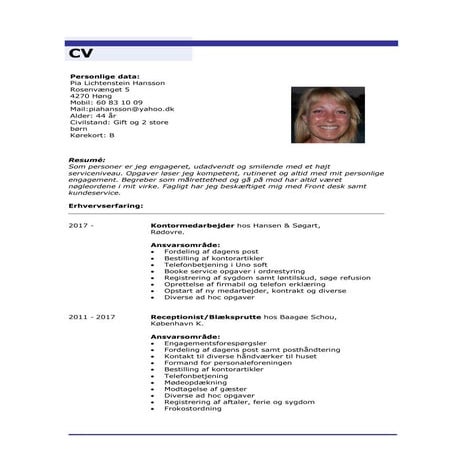 Pia hansson cv | PDF
