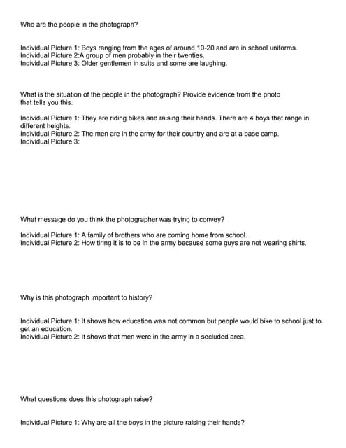 Picture analysis questions and answers | PDF