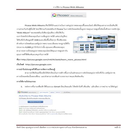 คู่มือ Picasa | PDF