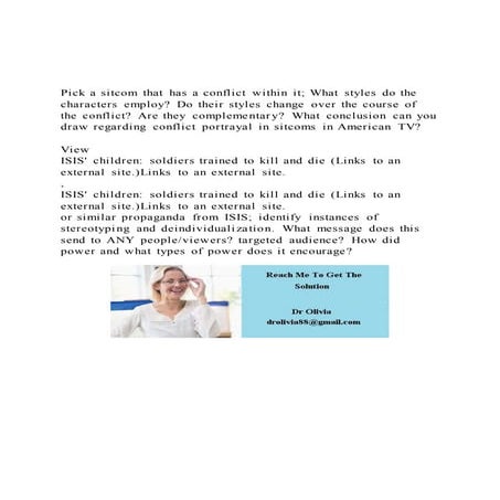 Pick a sitcom that has a conflict within it; What styles do th | DOCX