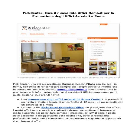 Pick Center: Nasce il nuovo Sito Uffici-Roma.it per la Promozione degli ...