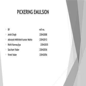 A Pickering emulsion is a type of emulsion stabilized by solid ...
