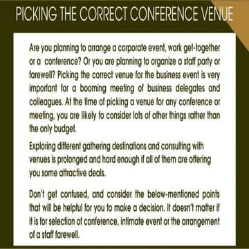 Picking the correct conference venue | PPT