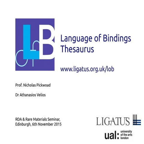 The language of bindings thesaurus / Nicholas Pickwoad and Athanasios ...