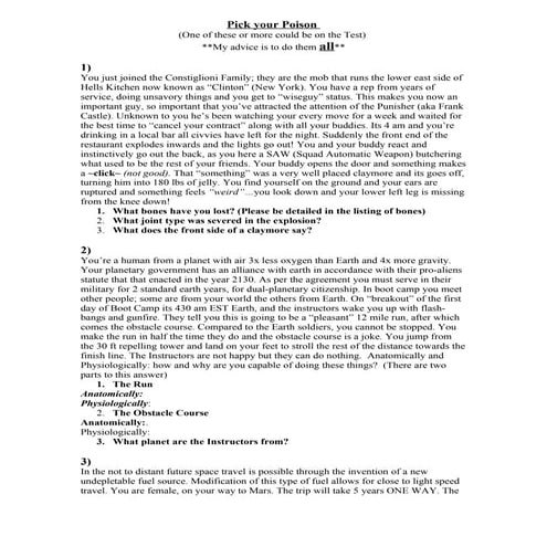 Pick you poison questions | DOC