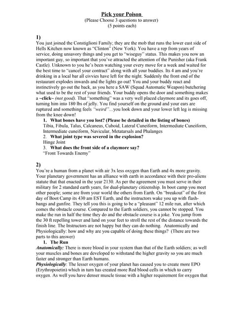 Pick you poison questions | PDF