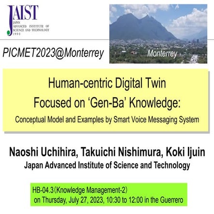 Human-centric Digital Twin Focused on ‘Gen-Ba’ Knowledge | PDF