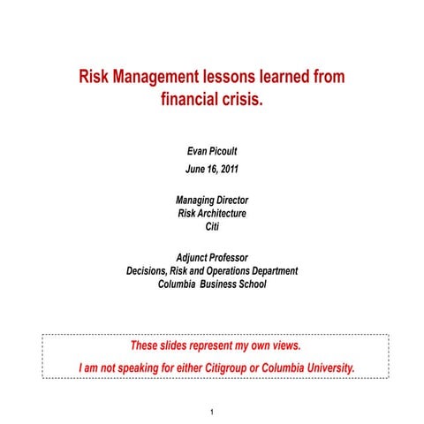 Risk Management lessons learned from financial crisis | PDF