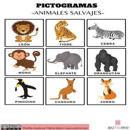 Pictogramas_animales_salvajes pre basica | PDF