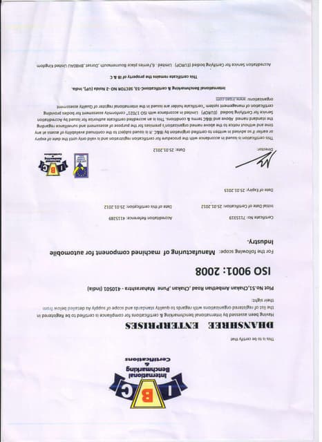 International benchmarking & certifications | PDF