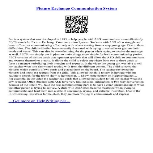 Picture Exchange Communication System | PDF