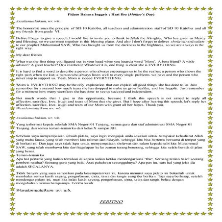 Pidato bahasa inggri s hari ibu... | DOCX | Islam | Religion & Spirituality
