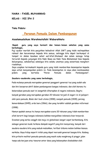 Pidato peranan pemuda' | PDF