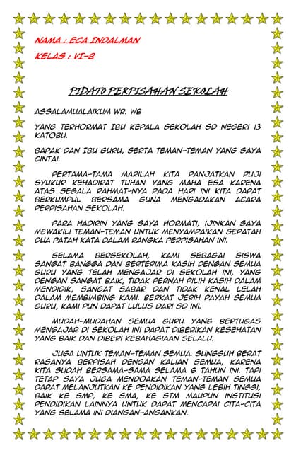 Pidato perpisahan kelas 6 | DOCX