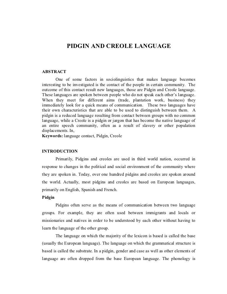 Pidgin and creole language