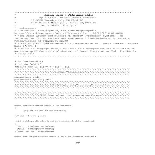 implementing pid controller in c programing | PDF