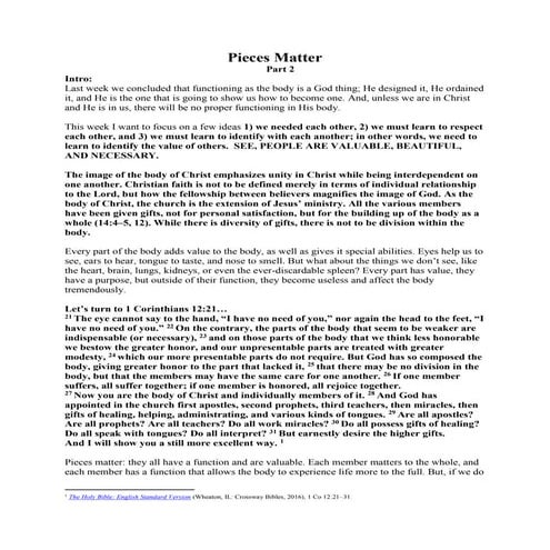 As it is, there are many parts, but one body. | PPTX