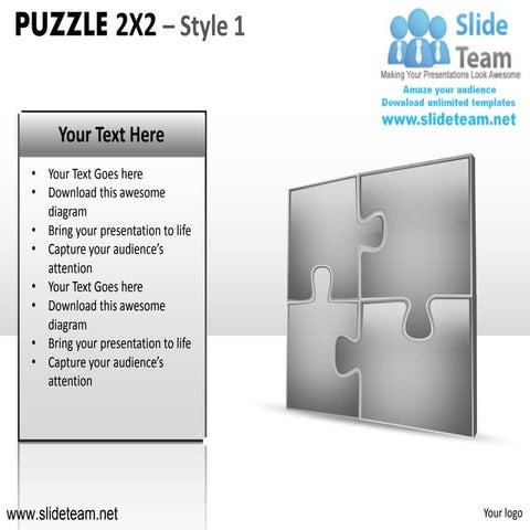 Pieces of puzzle 2x2 design 1 powerpoint ppt templates. | PPT