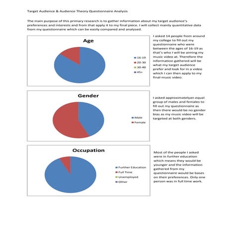 Target Audience & Audience Theory Questionnaire Analysis | DOCX | Video Production | Content ...