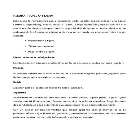 Ejercicio piedra-papel-tijera | PDF