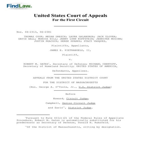 FindLaw | 'Don't Ask, Don't Tell' Federal Appeals Court Ruling | PDF