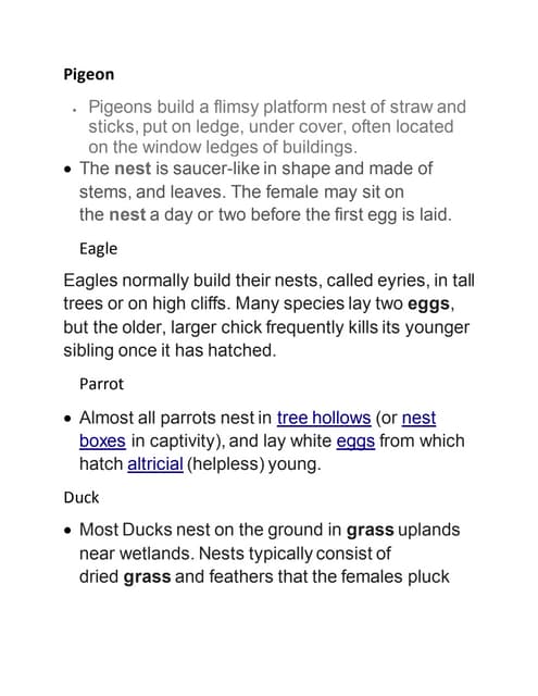 Bird nest type and nesting behaviour in birds | PPTX