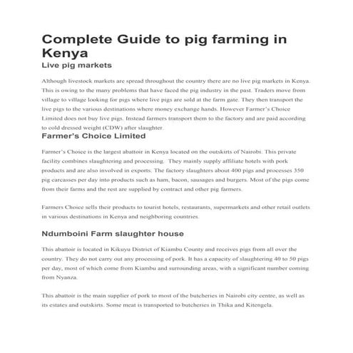 Pig farming market | PDF | Africa Travel | Travel Locations