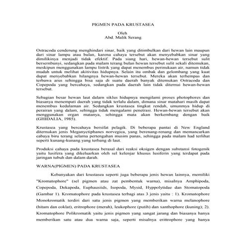Pigmen pada krustasea | DOC