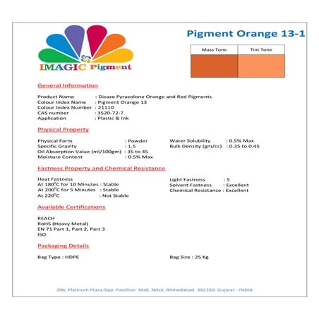 Pigment orange 13:1 | PDF
