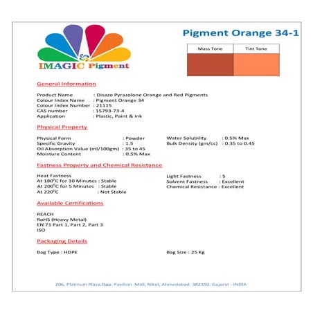 Pigment orange 34:1 | PDF