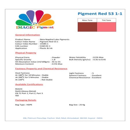 Pigment red 53 1-1 | PDF | Chemistry | Science